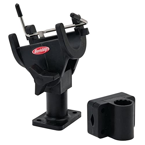Berkley Quick-Set Boat Rod Holder, Sturdy Polypropylene Construction, Mountable with Locking Mechanism, Fits Easily on the Side or Top of the Gunwale or Other Boat Railings Black