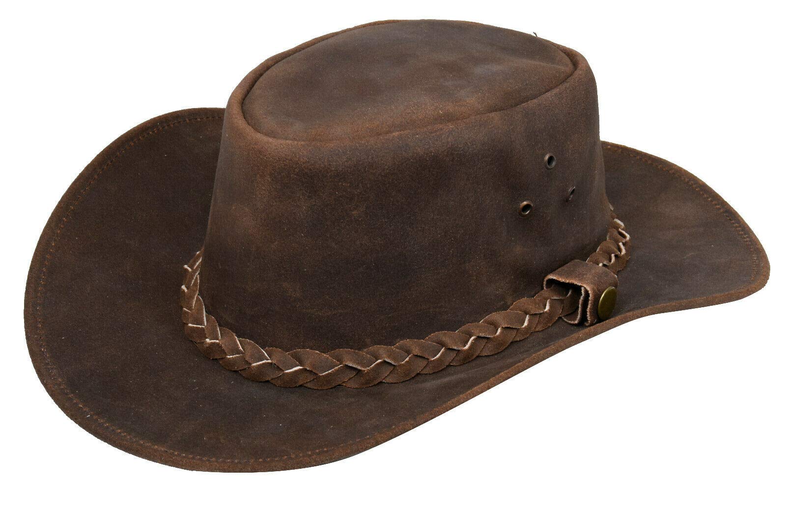 Australian Vintage Brown Western Style Cowboy Outback Real Suede Aussie Bush Hat M