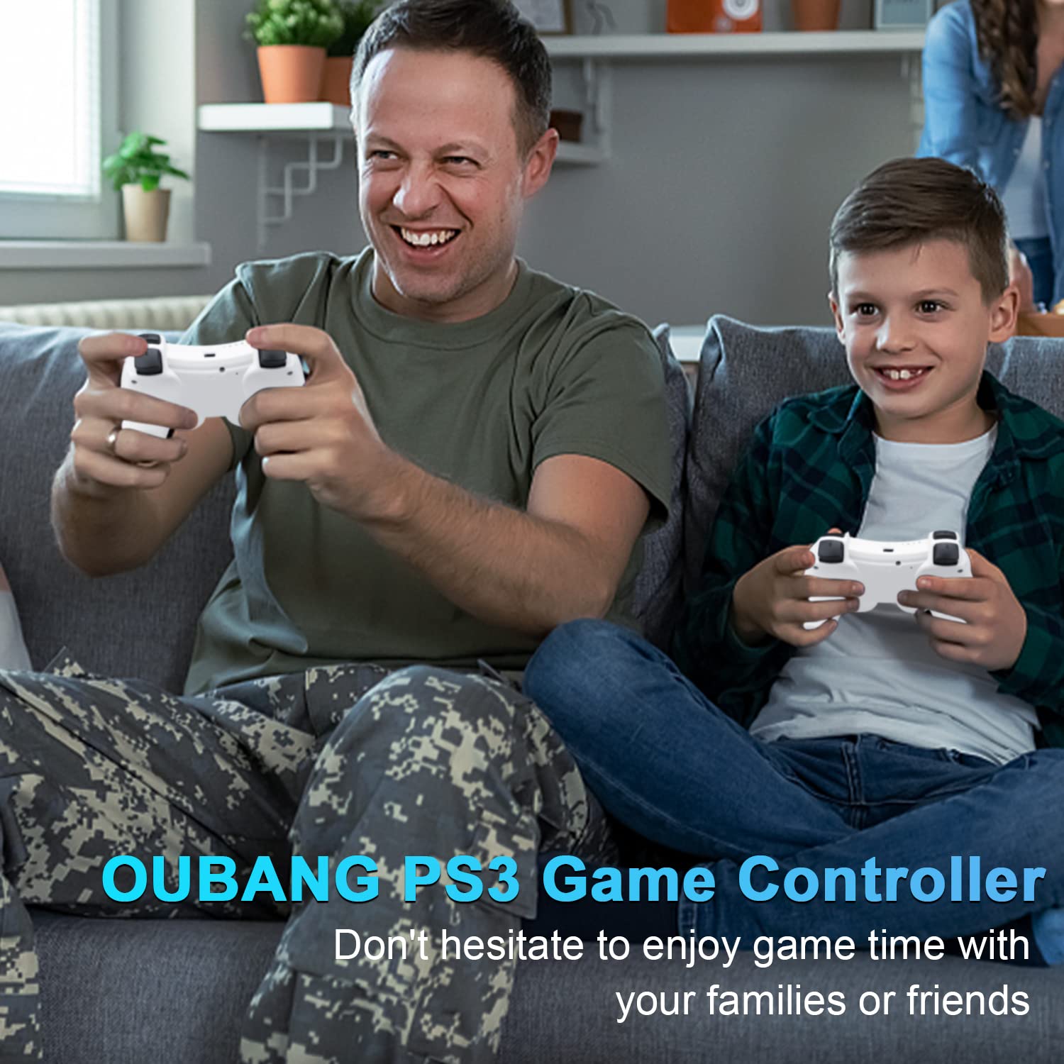Blue Wireless Gamepad Works with PS3 Controller, OUBNAG for PS3 Remote Compatible with Playstation 3 Cooling Game Controllers for PS-3 Gift for Kids Boy Girl Man (2022 New Lightning Blue Pa3 Joystick)