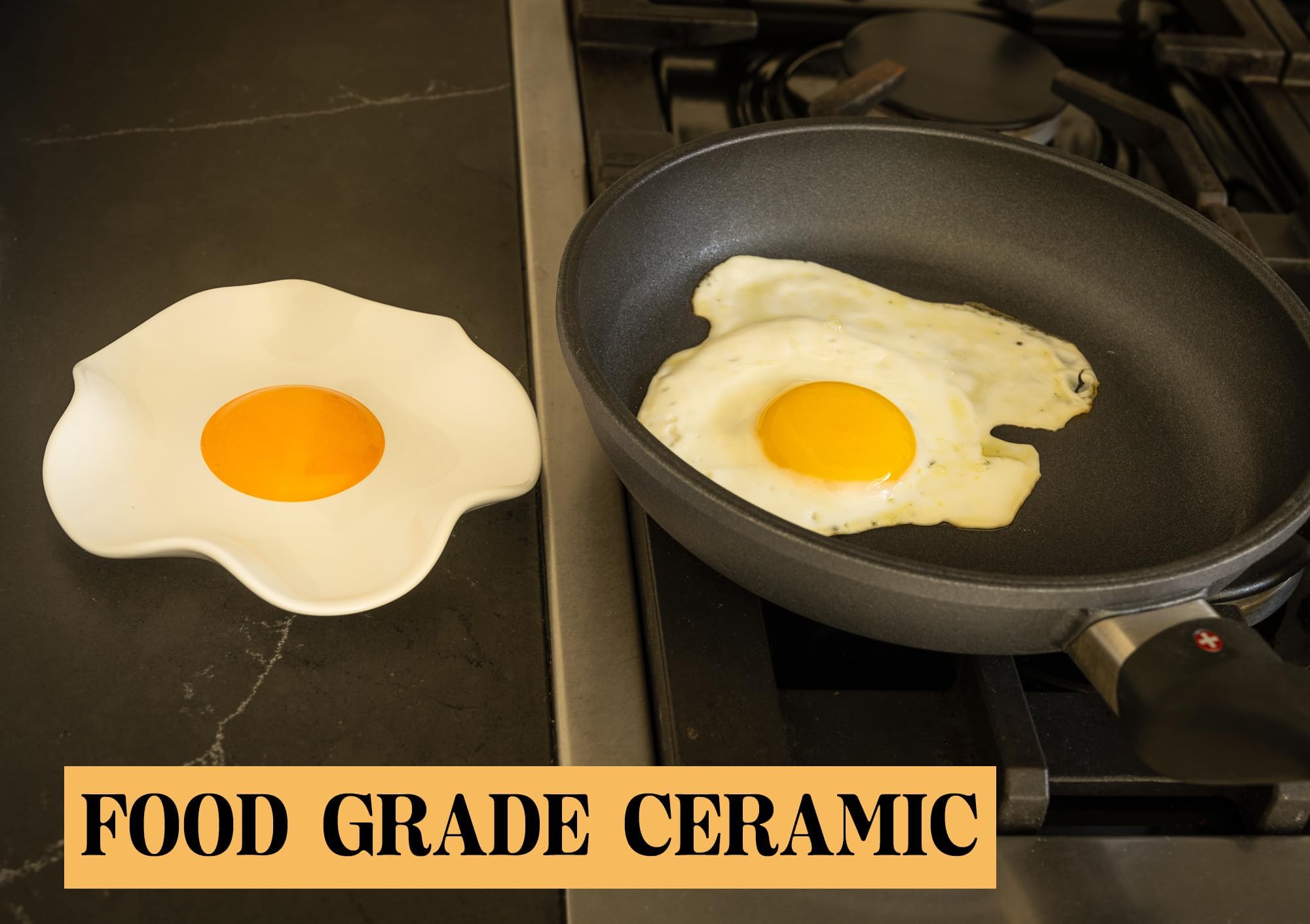 Fried Egg Ceramic Spoon Rest for stove top and kitchen counter | Large and Dishwasher-Safe Utensil holder | Home & kitchen decor | Kitchen Gifts for women | House warming gifts new home