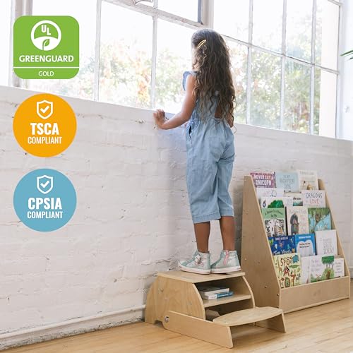 ECR4Kids Flip-Flop Step Stool and Chair, Kids Furniture, Natural