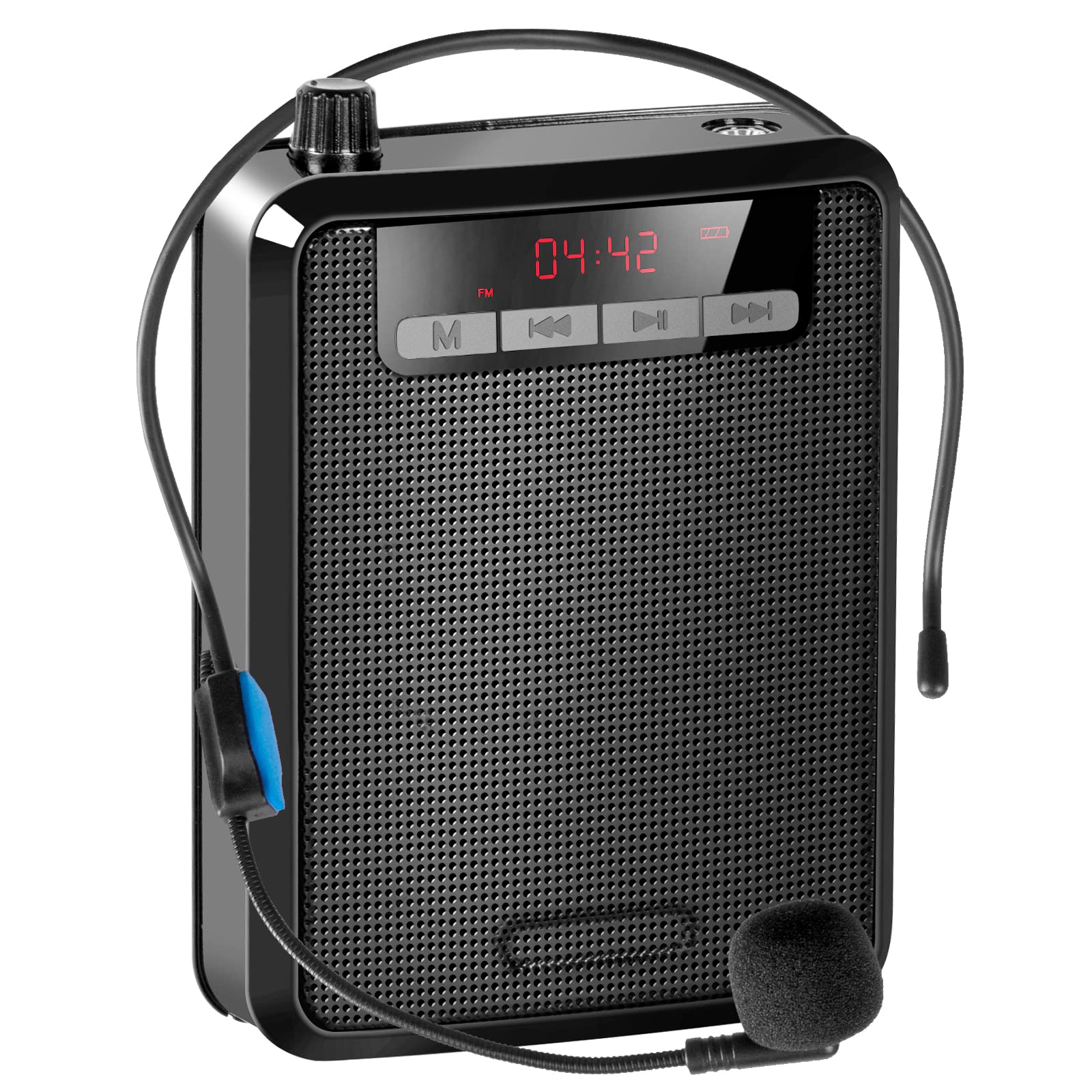 Voice Amplifierļ¼Professional Mini Portable lotmusic Microphone Amplifier Speaker Rechargeable Wired Microphone Headset, Personal for Teacher Classroom Outdoor Meeting Tour Guides (Black)
