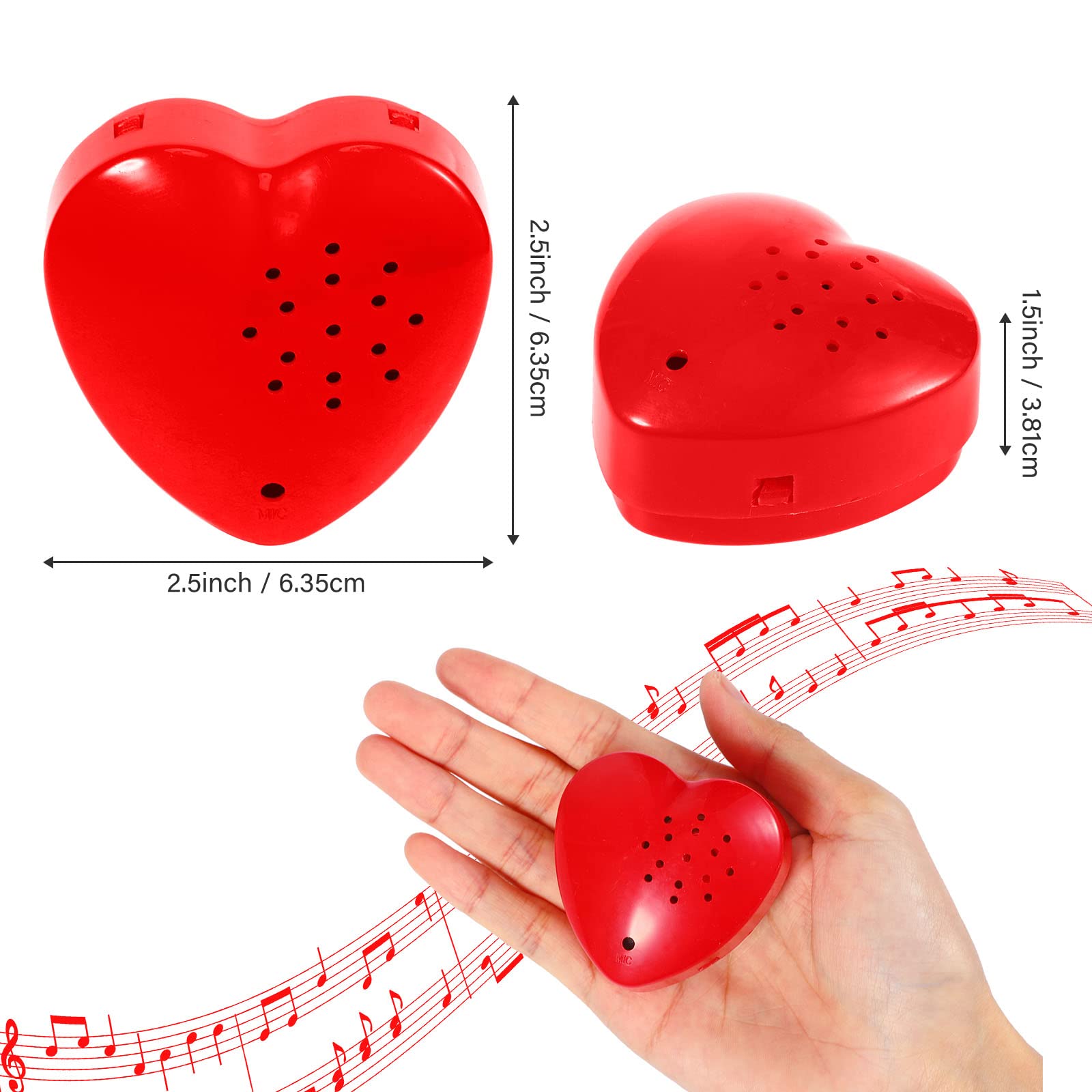 Voice Recorder for Stuffed Animal, 20 Seconds Stuffed Animal Voice Sound Heartbeat Recorder Box, Bear Toy Push Button, Recording Device Sound Module for Toys, 4 Pcs(Red)