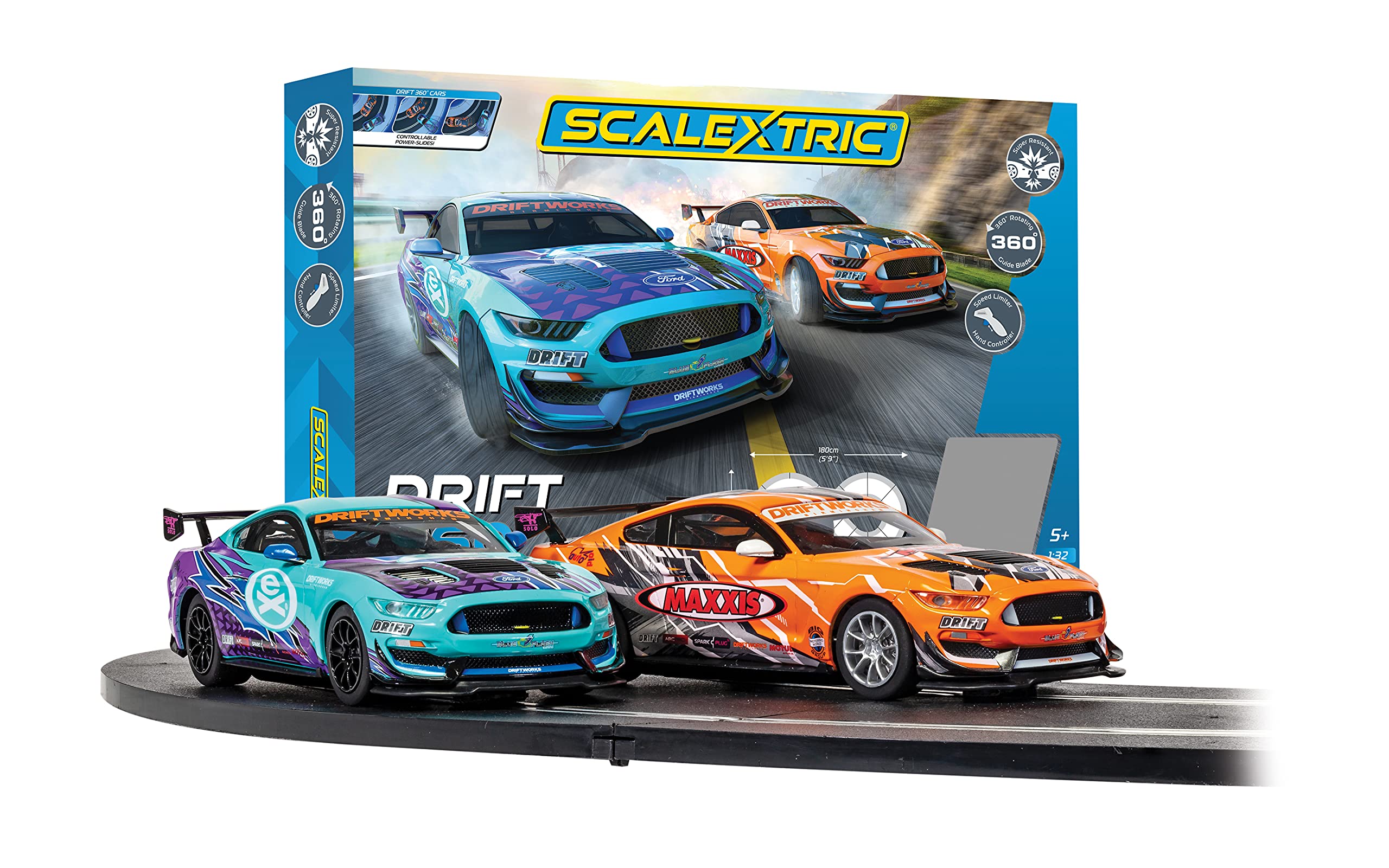Scalextric C1421M Drift 360 Race Set - Mains Power Slot Car Race Track Sets, 1:32 Scale Set, Electric Racing Toys for Adults or Kids, Racetrack Games, Cars Gifts for Boys or Girls, Age 8+
