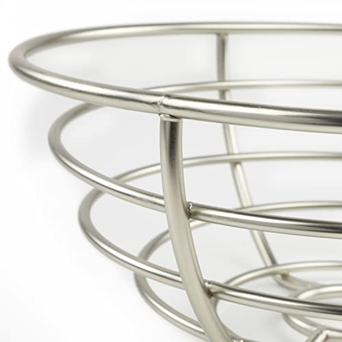 Spectrum Diversified Euro Fruit Bowl & Produce Basket Modern Countertop Food Storage for Fruits & Vegetables, Sleek Design with Sturdy Steel Construction,Silver