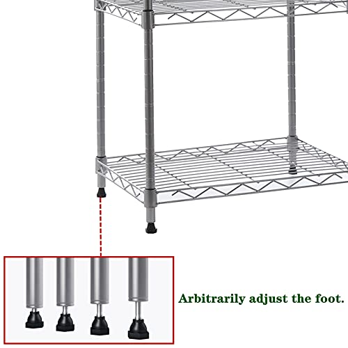GIOTORENT 6-Tier Standing Shelving Metal Units, Adjustable Height Wire Shelf Display Rack for Laundry Bathroom Kitchen 16.6β x 11.6β x 63β (6-Tier-Down, Silver)