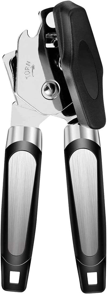 Can Opener Manual - 3 IN 1 Heavy Duty Handheld Can Openers, Stainless Steel Can Opener Manual Smooth Edge with Oversized Effort-saving Knob, Rust Proof Bottle Opener, Safe Cut Can Opener for Seniors