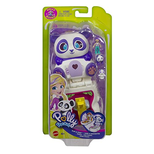 Polly Pocket GTM58β Flip & Find Panda Compact, Flip Feature Creates Dual Play Surfaces, Micro Doll, Panda Figure & Surprise Reveals, Great Gift for Ages 4 Years Old & Up, 10.0 cm*5.0 cm*9.0 cm