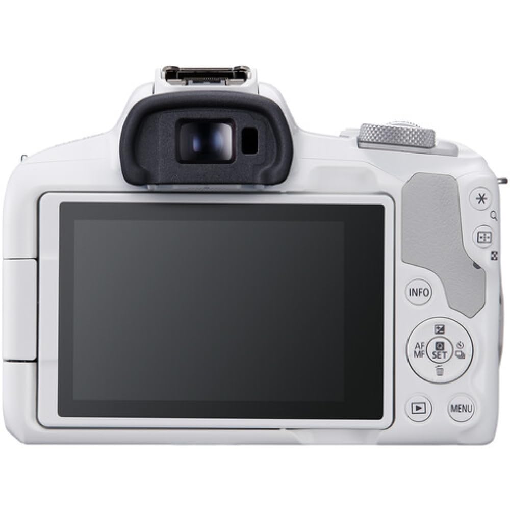 Canon EOS R50 Mirrorless Camera with 18-45mm Lens | White Bundled with 64GB Memory Card + 49mm UV Filter + Camera Case with Rain Cover + Microfiber Cleaning Cloth (5 Items)