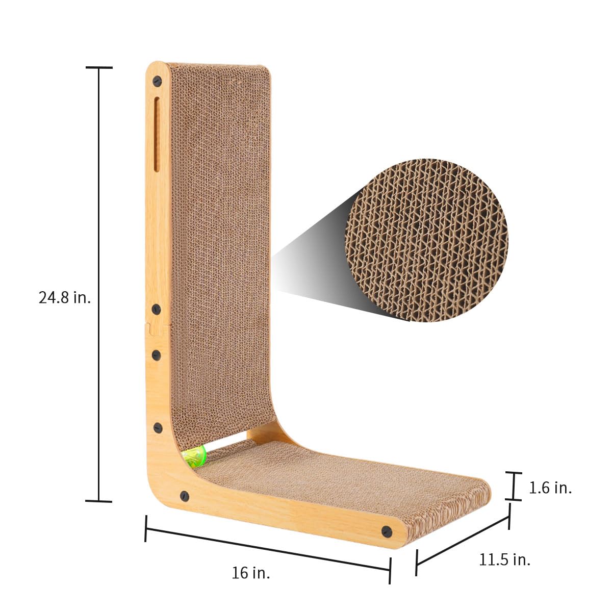 Familypoint Cat Scratcher, Cat Scratching Post, Cardboard Cat Scratching Board with Ball Toy, Large Vertical L Shape Cat Scratcher Scratch Pads Cat Toys for Indoor Cats, Catnip