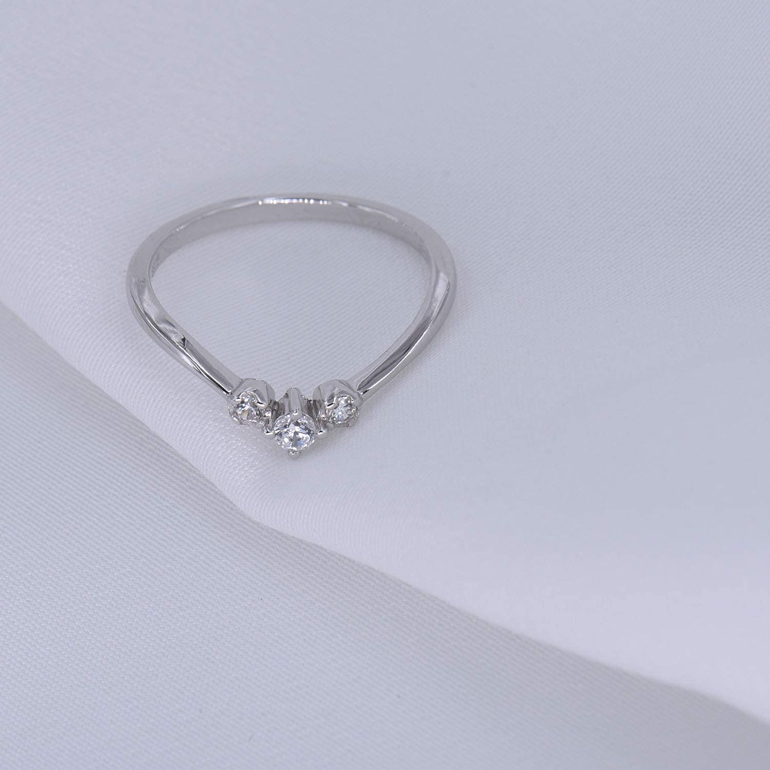 Blossom and Hue 18K Gold Plated Sterling Silver & Cubic Zirconia Curved Wedding Band