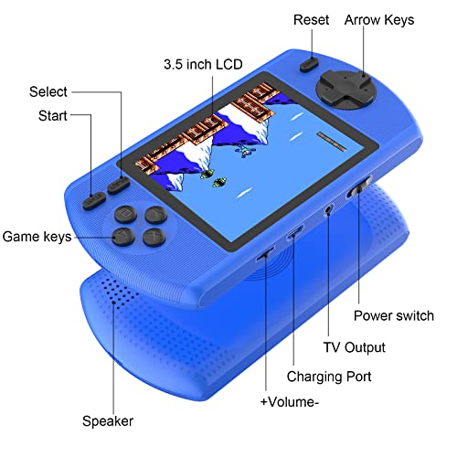 JAMSWALL Retro Handheld Game Console, Portable Retro Video Game Console with 400 Classical FC Games 2.8-Inch Screen 800mAh Rechargeable Battery Support for Connecting TV and Two Players(Blue)