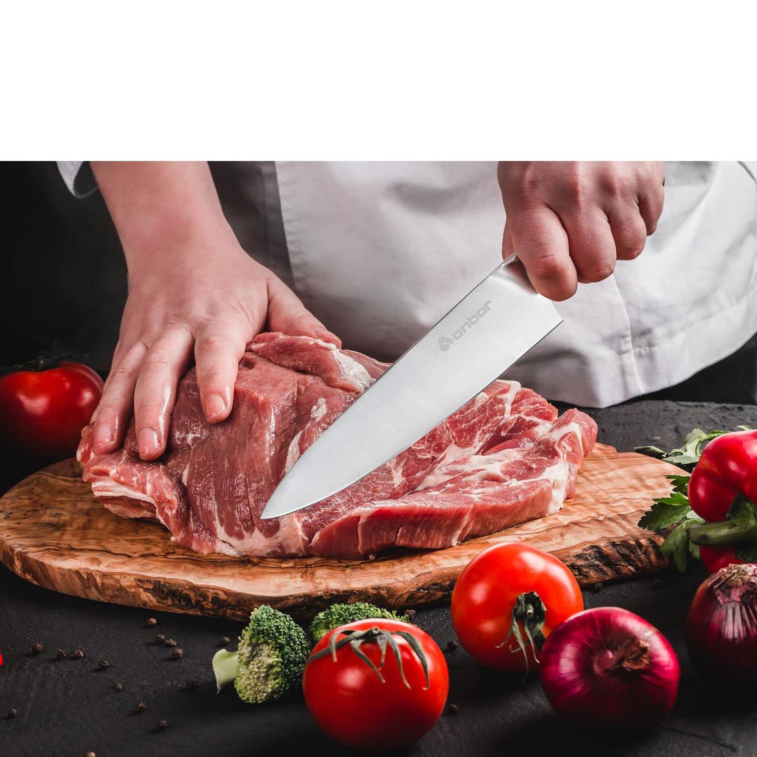 Chef Knife Set Professional kitchen knife set 3-Piece with japanese knife, 8" Chef's Knife & 7"Santoku Knife& 5" Utility Knife, Black Sharp Kitchen Knife Set, 5cr15mov High Carbon Stainless Steel