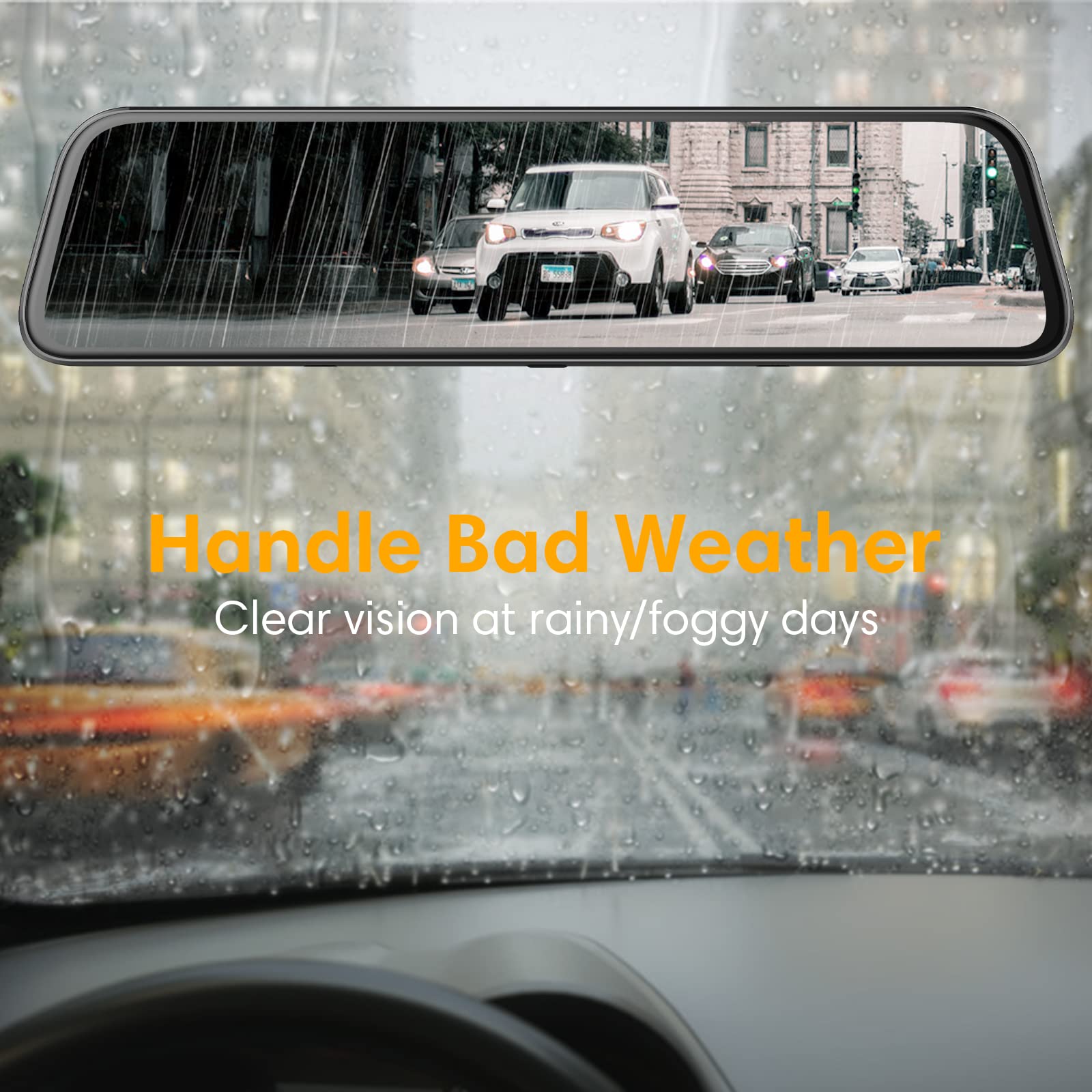 CARCHET 2.5K 12" Mirror Dash Cam - 1440P HD Rearview Mirror Camera, Smart Rear View Mirror, Front and Rear Camera, Night Vision, Sony Starvis Sensor, Touch Screen, Parking Assistance, GPS, G Sensor