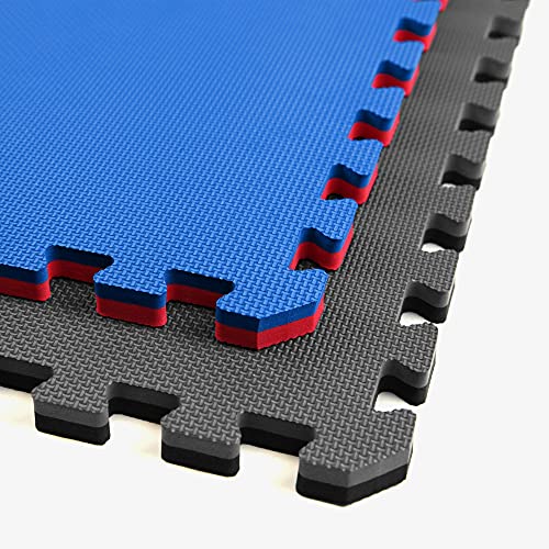 IncStores 7/8" Thick Reversible Eva Foam Exercise Mat - 3'x3' Interlocking at Home Workout Equipment Tiles for Yoga, MMA, Wrestling, BJJ & Jiu Jitsu | Black/Gray, 6 Tiles (24 Sq/Ft)