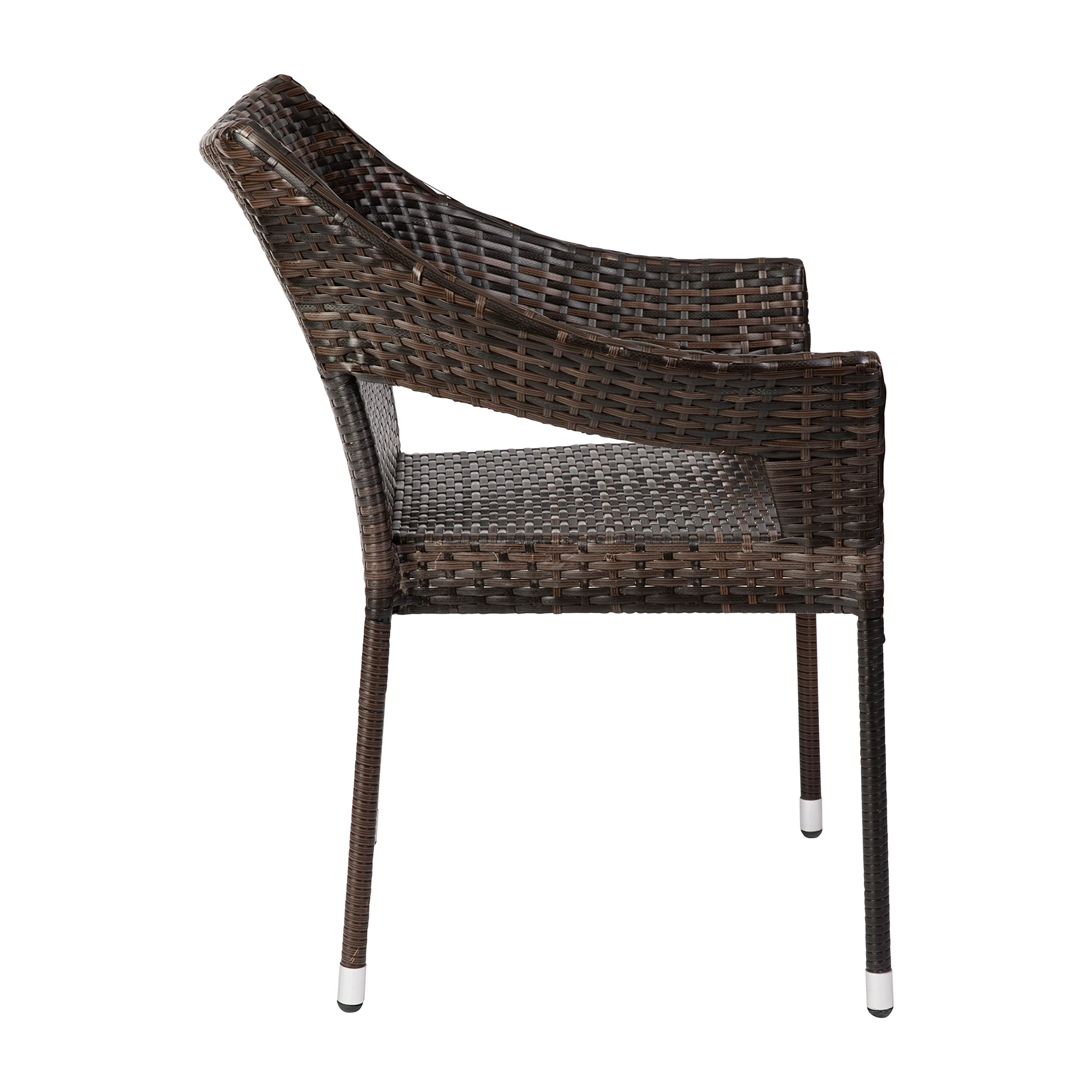 EMMA + OLIVER Embry Patio Dining Chair - PE Rattan with Steel Frame - All Weather Materials - No Assembly Required - Espresso