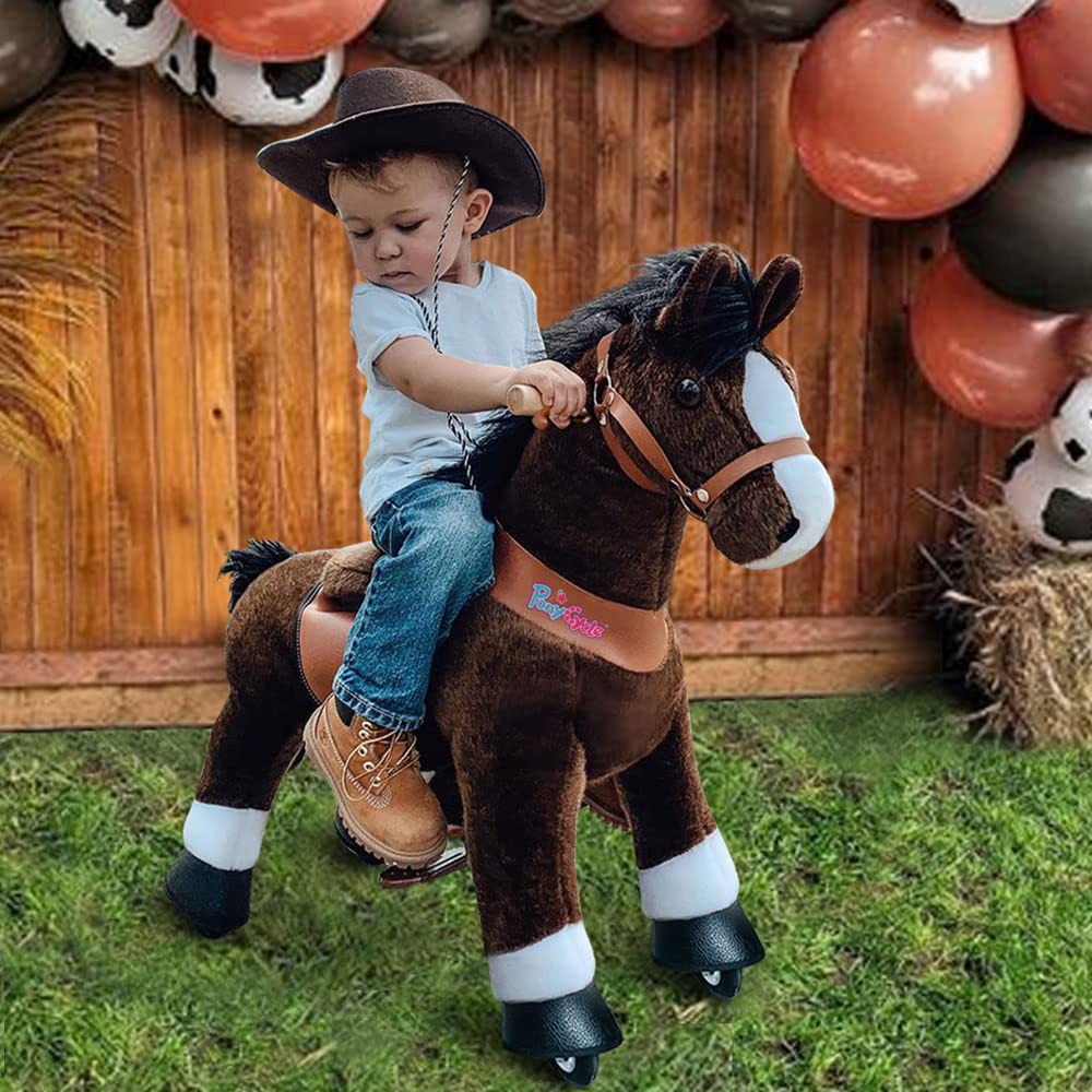 PonyCycle Horse Ride on Toy for Toddlers Boy Toys Classic Model U (with Brake/ 30" Height/Size 3 for Age 3-5) Giddy up Riding Horse Rocking Horse Rides Chocolate Brown Ux321