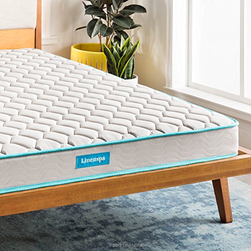 Linenspa 6 Inch Innerspring Queen Mattress with Foam Layer - Firm Feel - CertiPUR-US Certified - Mattress in a Box White