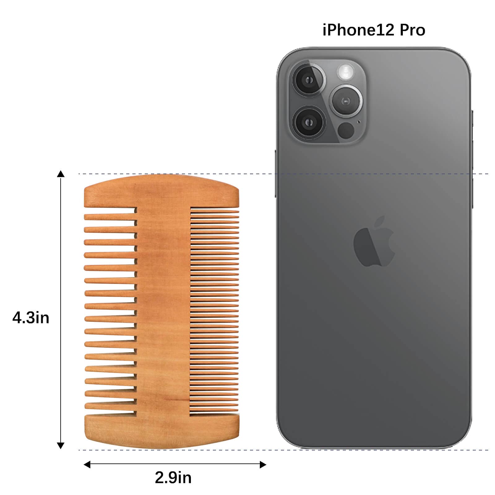 Beard Power Wooden Beard Comb & Durable Case for Men with Sexy Beard, Fine & Coarse Teeth, Pocket Comb for Beards & Mustaches,Brown Skull Design