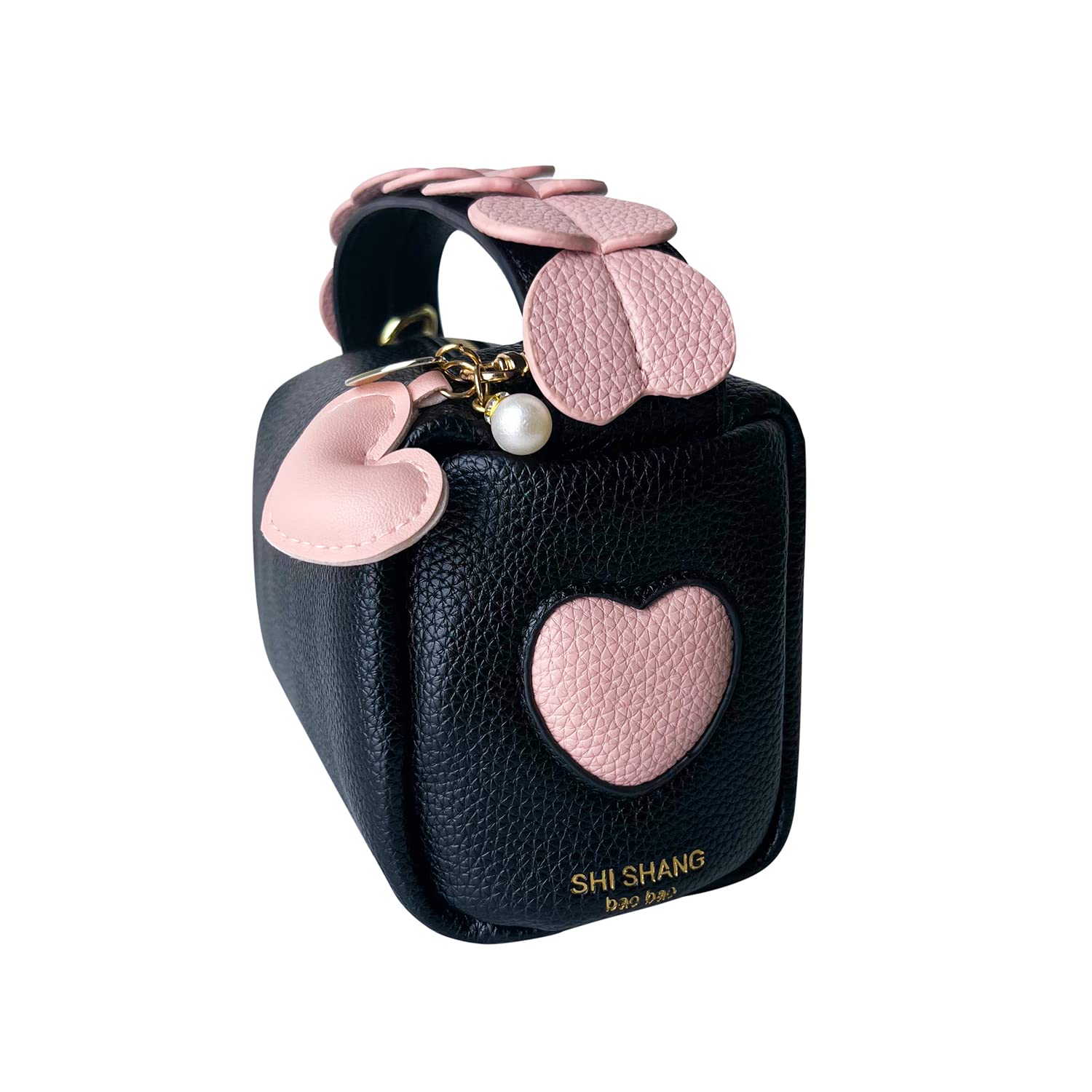 Celivelan Cute Heart Handle Bag Lovely Candy Color Crossbody Bag Roomy Soft Leather Shoulder Bag Triangle Shape Purses For Women