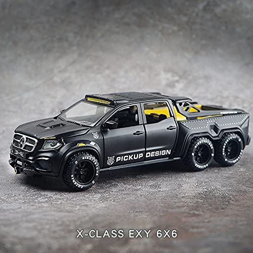 Simulation Alloy Car Modle Pickup 1/28 Metal Toy Car Sound Light Pull Back Model Toys for Boys Light Toys (Black)