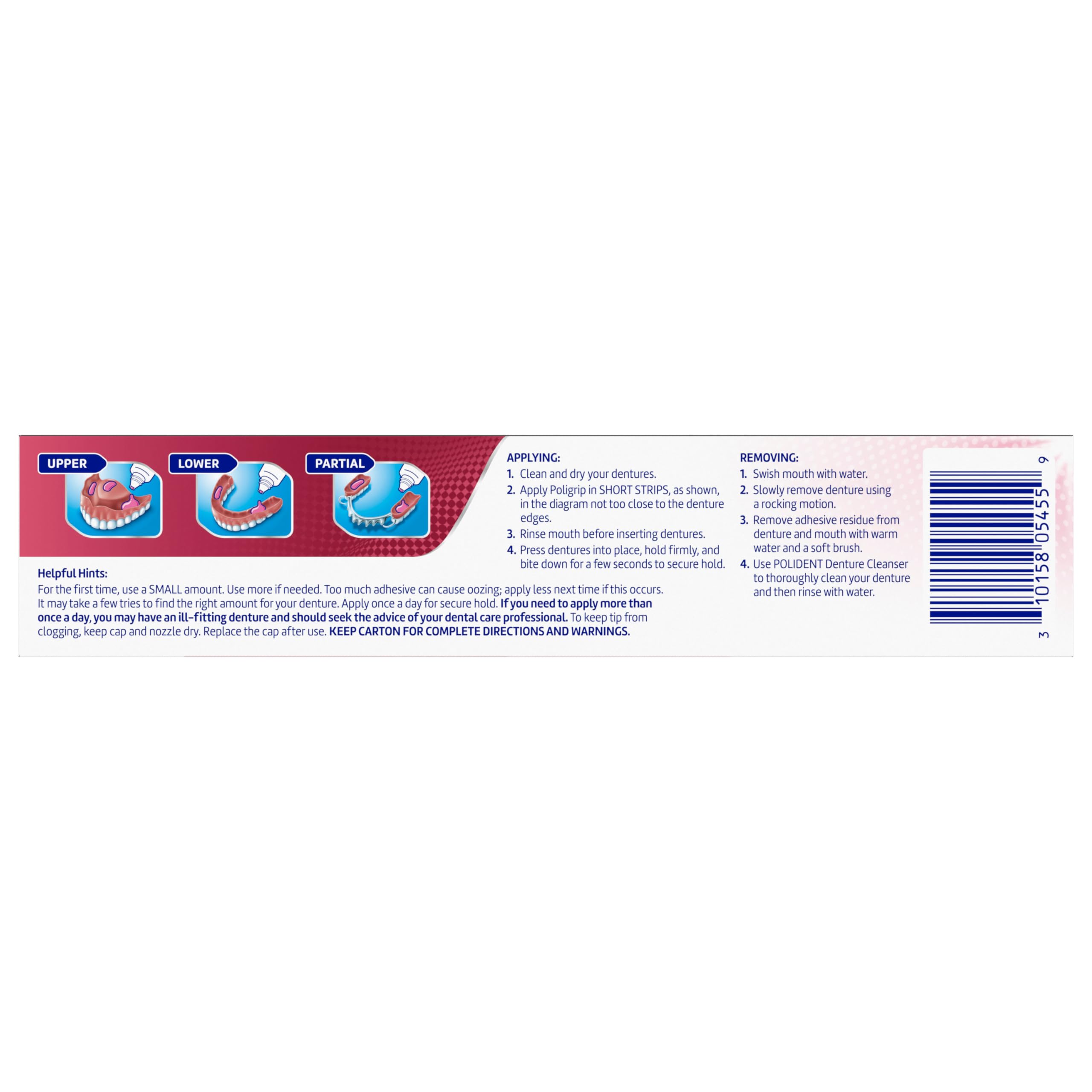 Super Poligrip Original Formula Zinc Free Denture and Partials Adhesive Cream, 2.4 ounce