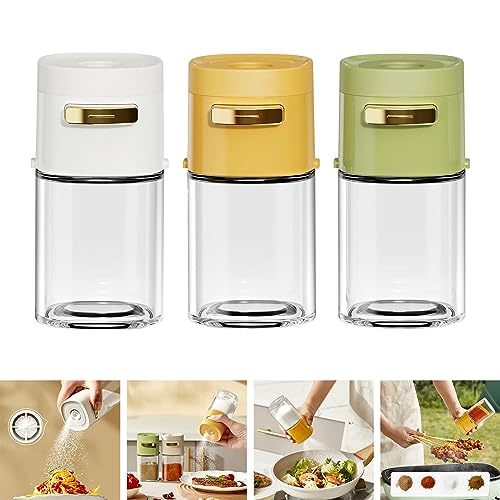 Gazechimp Press Type Measuring Salts Pepper Shakers, Quantitative Each Press, Spice Containers, Seasoning Jars for Kitchen, Sugar Shaker, Seasoning Shaker, White