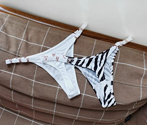 Meshal Sexy G-string Thongs for Women Super Soft Fabric Panties T Back Underpants 5Pack Hipster (6Pack(Metal waist),Large)