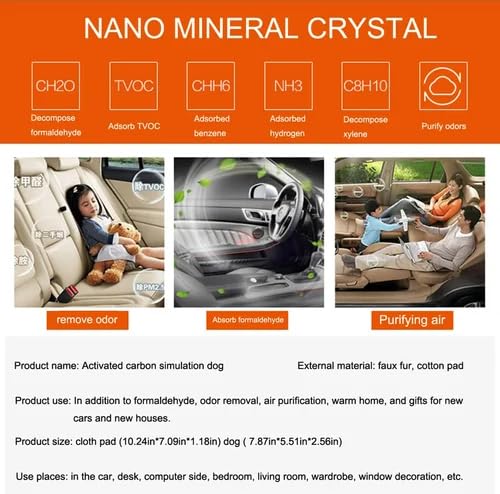 Creative Activated Carbon Emulation Dog For Automobile Accessories, Simulated Pet Car Dashboard Ornaments, Cute Plush Cat and Dog Ornaments Car Interior Car Purifier Home Decor (A)