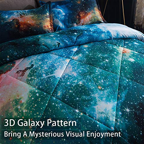 Litanika 3D Galaxy Comforter Twin(66x90lnch), 2 Pieces(1 Galaxy Comforter, 1 Pillowcase), Universe Outer Space Comforter, Microfiber Bedding Set for Boy Girl Kid Teen
