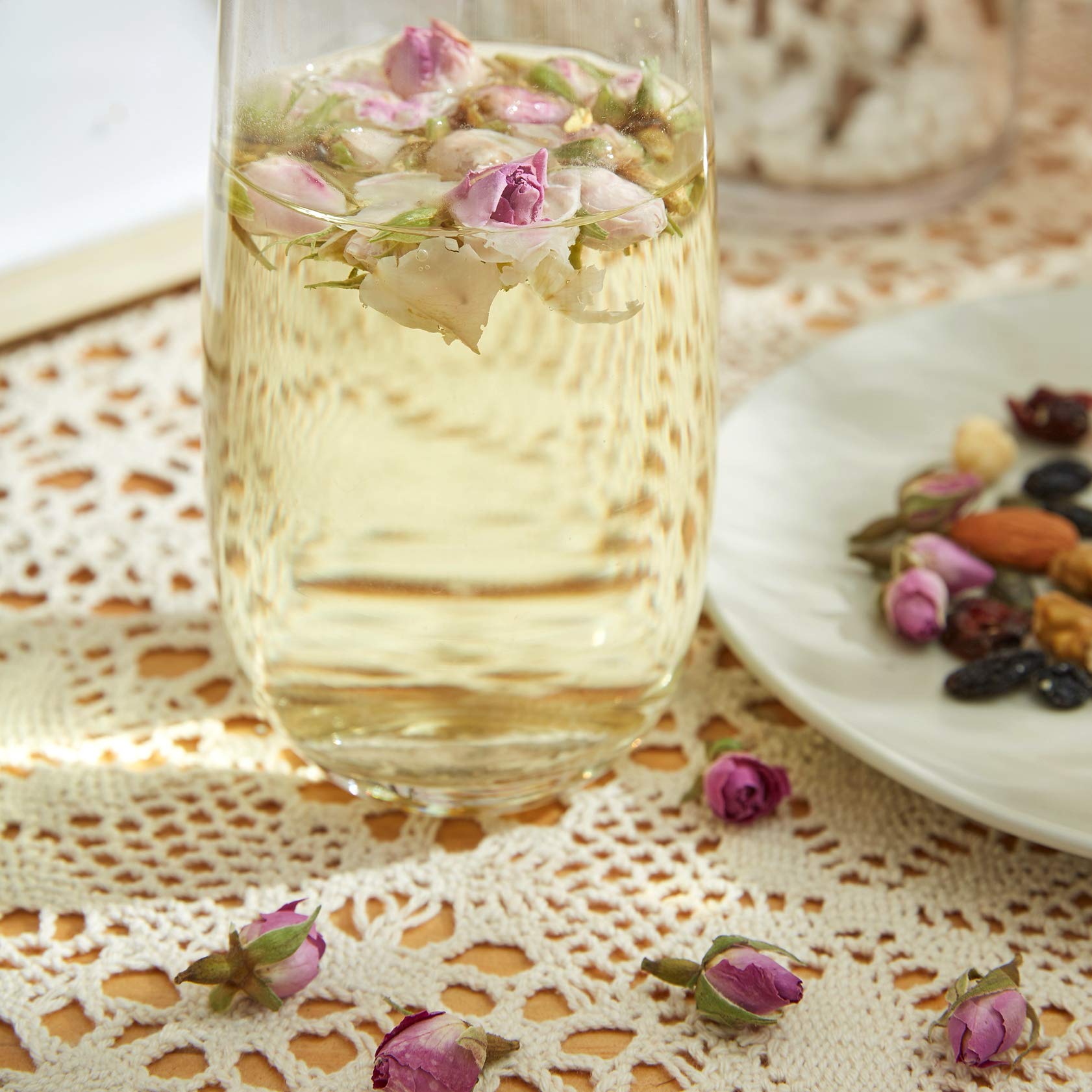 Cha Wu-[A] Pink Rose Buds(3oz),Loose Leaf Flower Petal Tea,Natural Fragrant Herbal Tea,Afternoon Tea