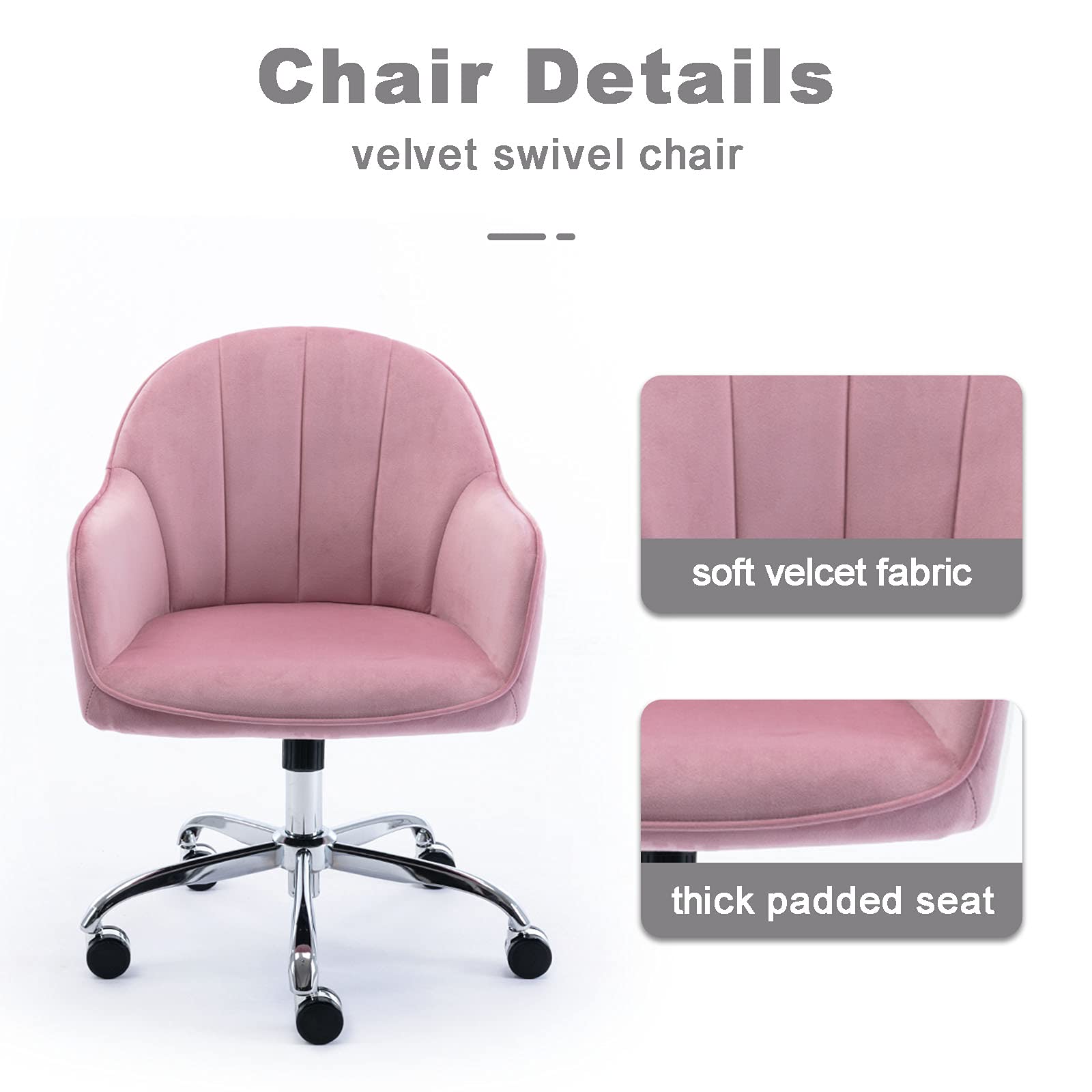 Blairot Home Office Chair Dutch Velvet Diamond Pattern Mid-Back Office Desk Chair Height Adjustable Task Computer Swivel Chair with Metal Base Legs for Bedroom Home Office