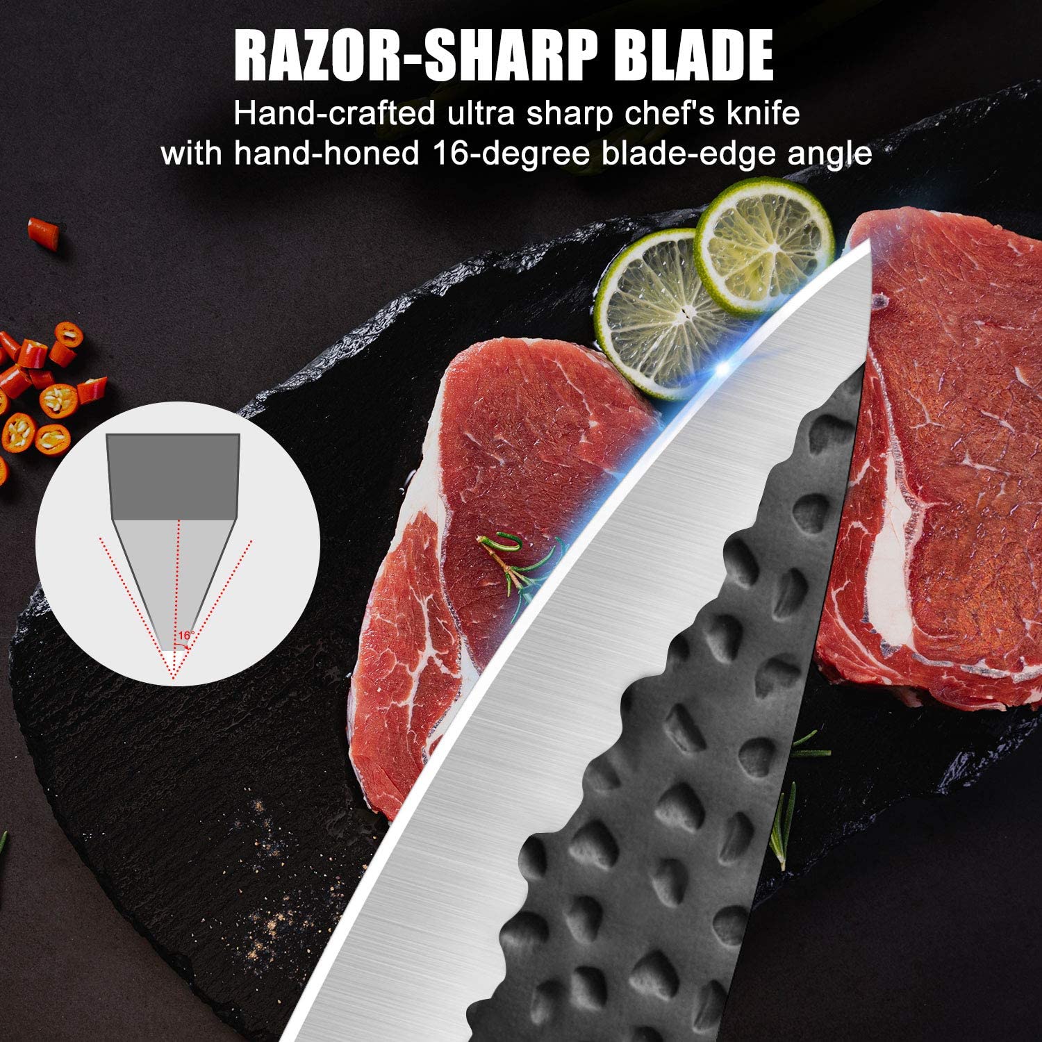 Chefs Knife Kitchen Knife Set : 2 Piece Razor Sharp knives 8 Inch Chef's Knives & 3.5 inch Paring, Kitchen Knife with Ergonomic Handle, Professional High Carbon Steel Chef's Knives for Cooking