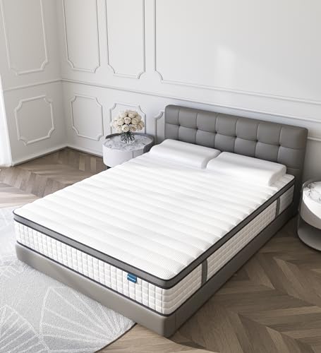 elitespace 10 Inch Memory Foam Hybrid Medium Firm Queen Mattress, Breathable Soft Pressure Relief