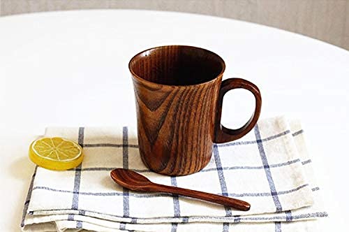 CTIGERS Wooden Coffee Beer Mugs Wood Cup Nature Jujube Mug Handmade Tea Cup with Handle 10 oz / 300ml