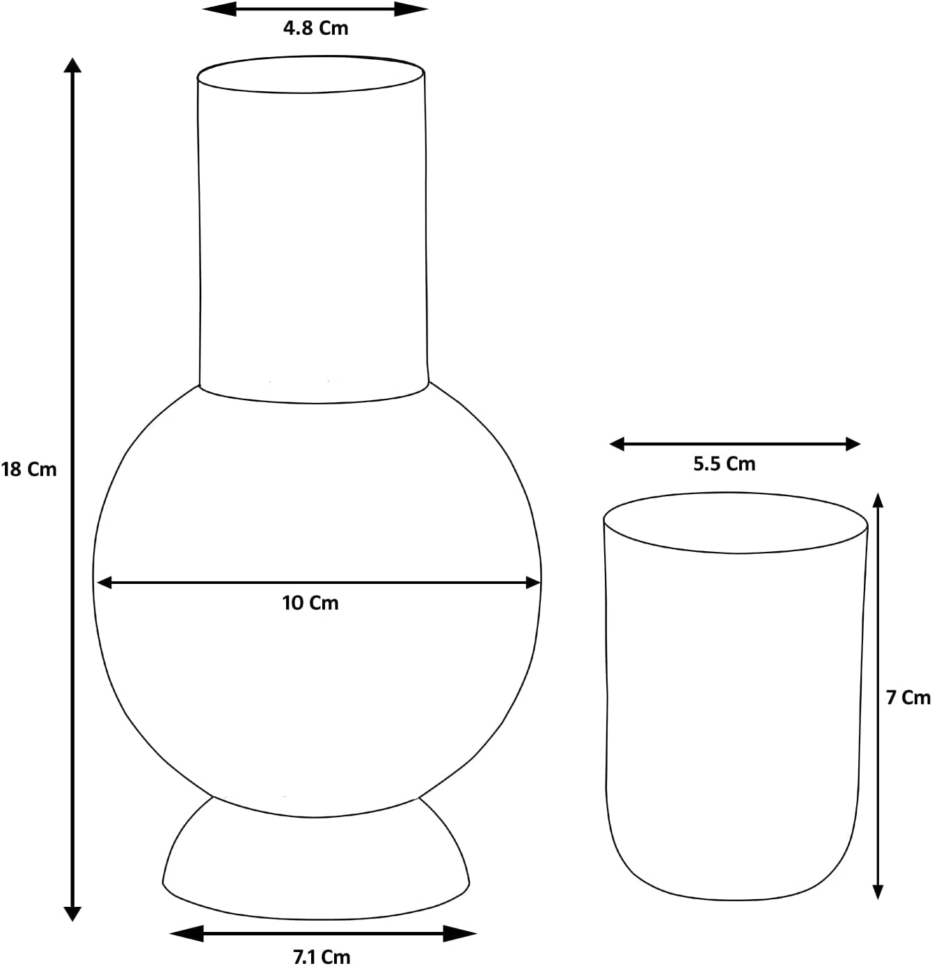 Carafe Pure Copper Bedside For Ayurveda Health Benefits, Capacity - 1000 Ml. (33.8 US Fluid Ounce).