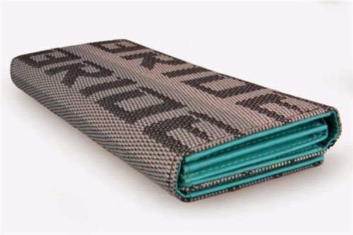 JDM WOMENS BRIDE RACING FABRIC TRIFOLD TEAL WALLET LEATHER GRADATION FEMALE+Key