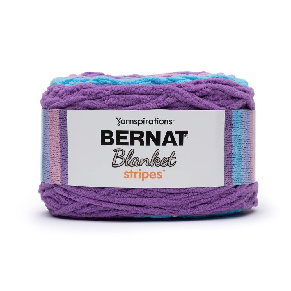 Bernat Blanket Stripes Purple Paint Splotch Pack of 10.5oz/300g-Polyester-6 Super Bulky-220 Yards-Knitting/Crochet Yarn, 2