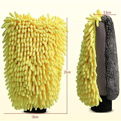 InfantLY Bright Dual-Sided Car Wash Mitts,Car Microfiber Chenille Gloves Thick Cleaning Mitt Scratch-Free Auto Care Double-Faced Glove for Clean Cars Trucks Motorcycles