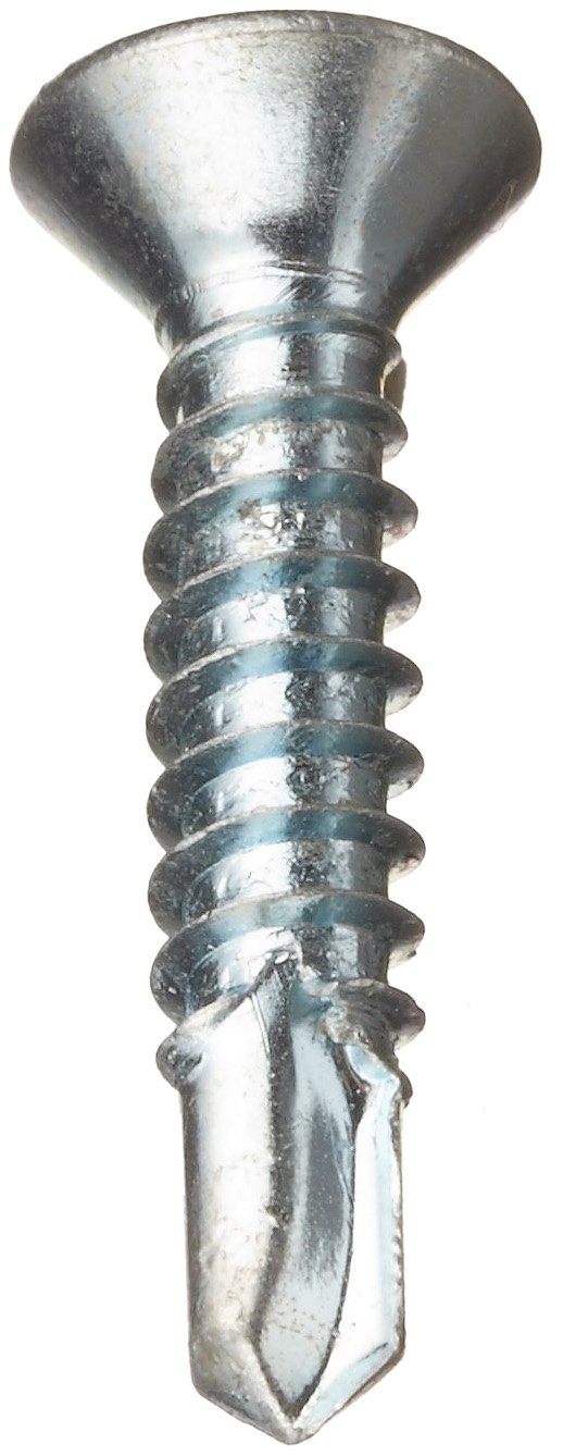 Small Parts Steel Self-Drilling Screw, Zinc Plated Finish, Flat Head, Phillips Drive, 2-1/2" Length, #10-16 Threads (Pack of 100)
