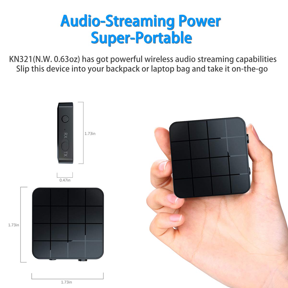 VR-robot Bluetooth 5.0 Audio Transmitter Receiver Adapter, 2-in-1 Wireless 3.5mm aptX Low Latency Stereo Audio Adapter for Home Sound System/TV/PC/Tablet/Speaker Headphone