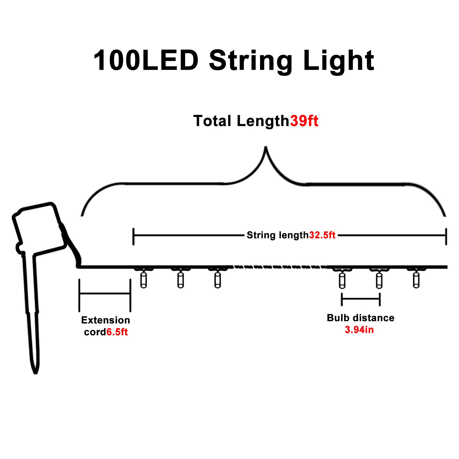 Bbrand Solar String Lights Outdoor, Christmas Lights with 8-Lighting Modes, Waterproof Decorative Lights for Garden, Patio, Home, Wedding, Party, Halloween, Christmas (Warm White, 100)