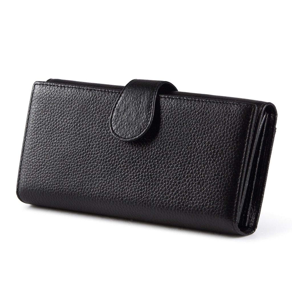 JEEBURYEE Womens RFID Blocking Genuine Leather Clutch Wallet Card Holder Ladies Long Purse Large Capacity Organizer Wallet Black