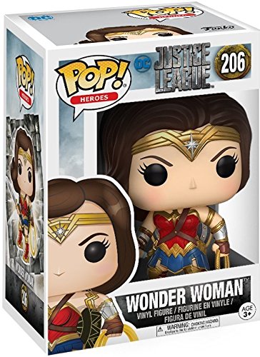POP Justice League Movie - Wonder Woman Funko Vinyl Figure (Bundled with Compatible Box Protector Case), Multicolored, 3.75 inches