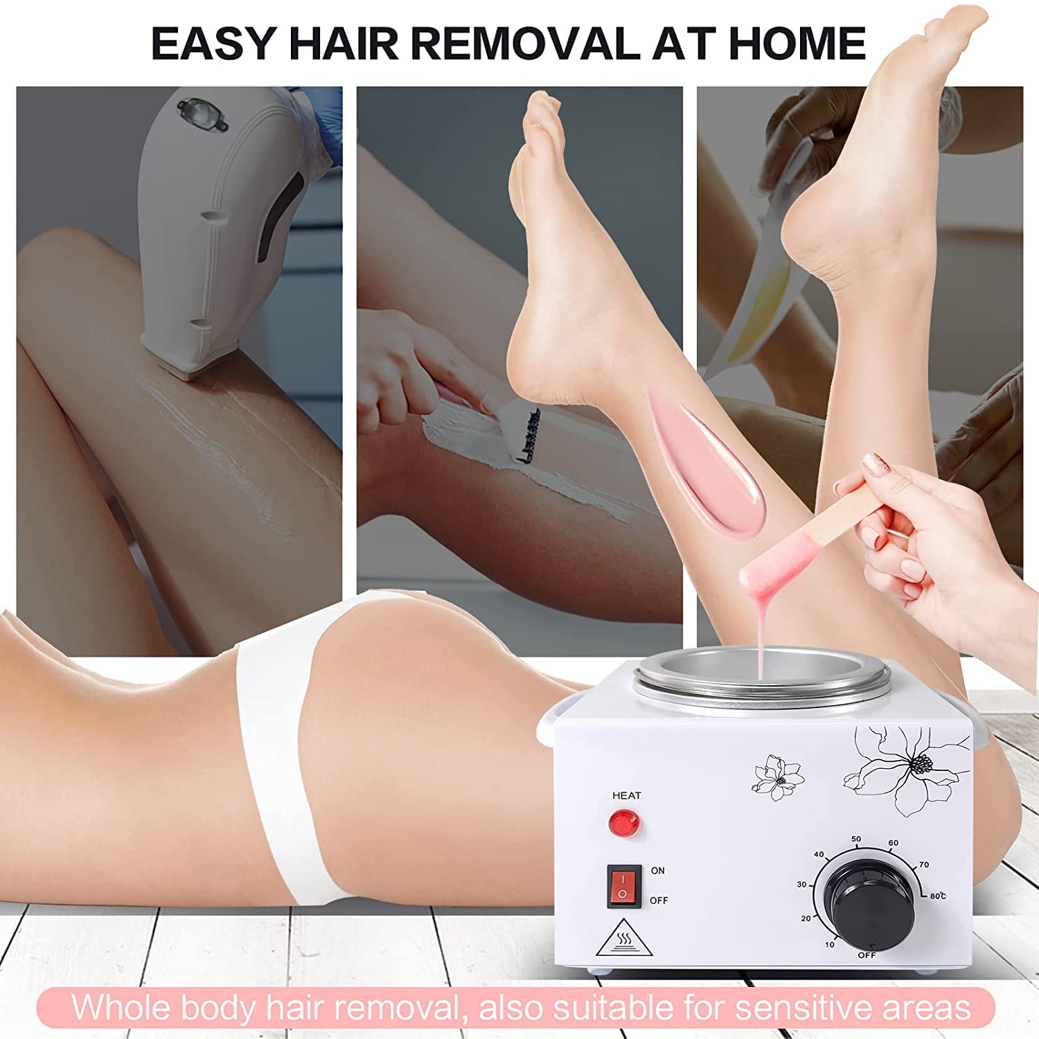 ChoJiah Waxing Kit Portable Wax Warmer Machine for Painless Hair Removal,Women Men Professional Wax Heater with Adjustable Temperature Set