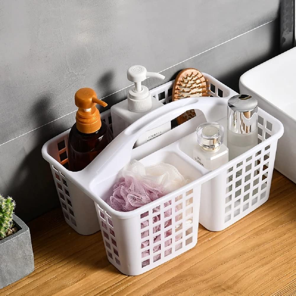 Portable Shower Caddy Basket, Plastic Cleaning Shower Basket with Compartments, Cleaning Supplies Organizer with Handle, Shower Tote Storage Organizer for Bathroom College Dorm, Kitchen, Bedroom