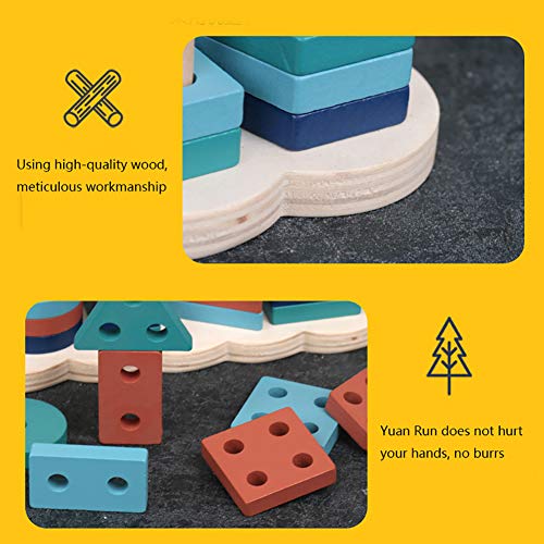 MCJL Children's Geometric Shape Toys Wooden Puzzle Toy Cubic Toy Baby Cube Shaped Cognitive Toys Birthday Present