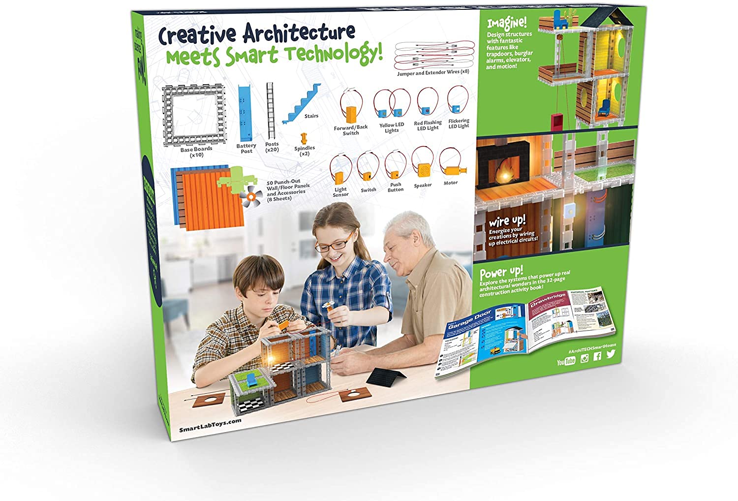SmartLab Toys Archi-TECH Electronic Smart House - Educational Home Design Room Decoration Stem Building Toys & Engineering Kit - Build Your Own Smart House with Activity Book Building Set & 2x E-Books