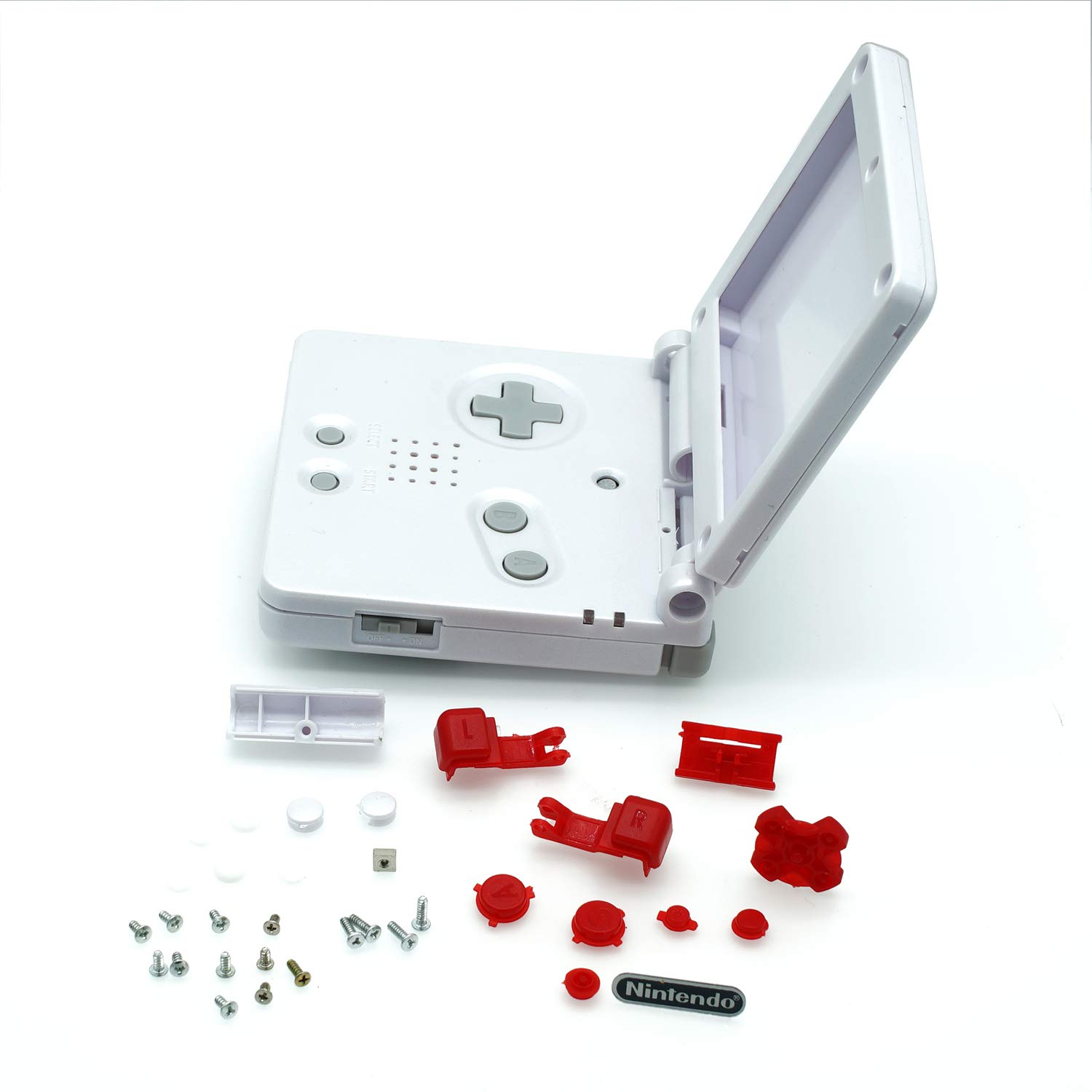 PartEGG Full Housing Shell Case kit Replacement for Nintendo Game Boy Advance SP GBA White