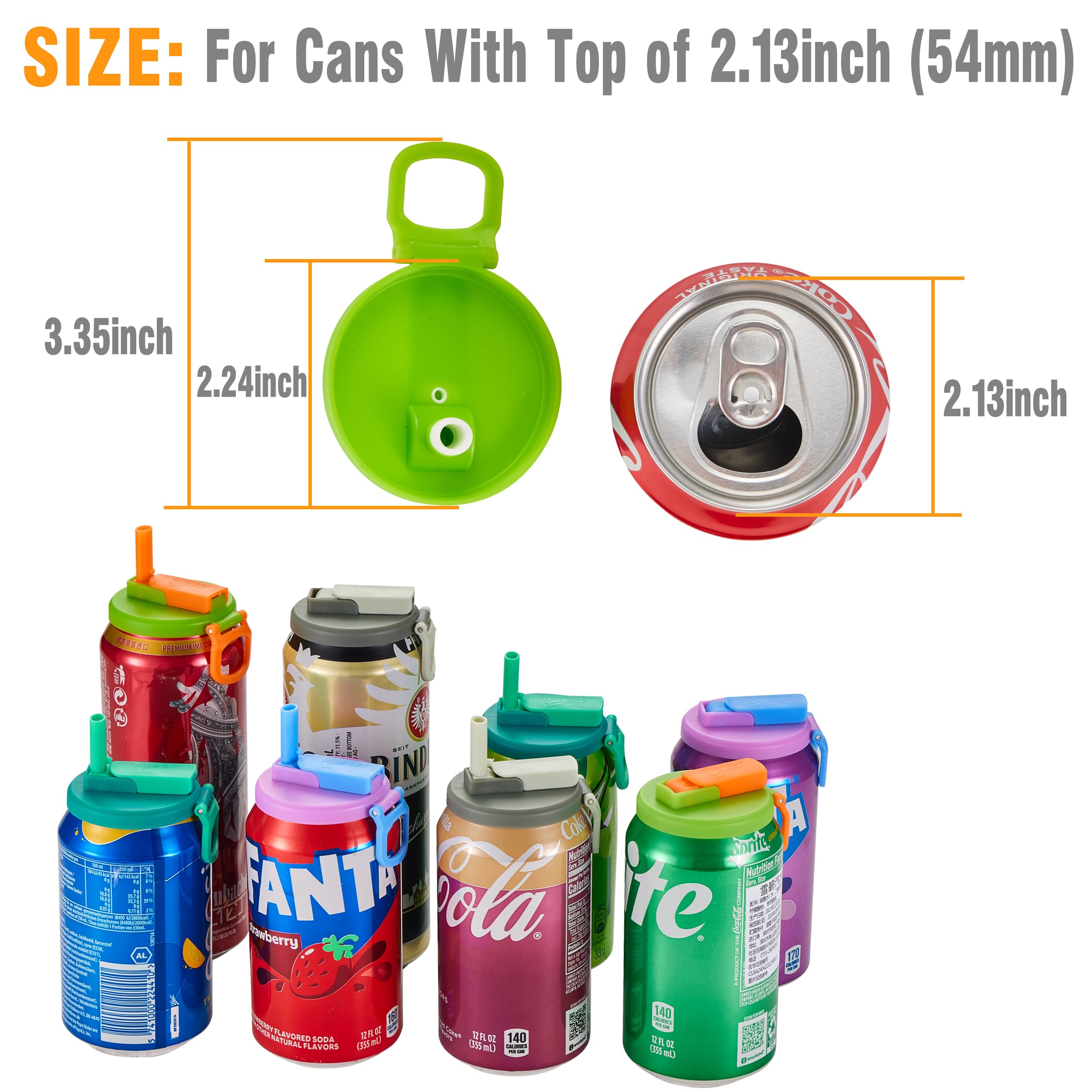 Dipesi 4-pack 4 Color Soda Can Lids with straw,Silicone Straws Soda Can Covers,straw soda can lid,BPA-Free, Reusable for can covers for soda, Beverage, Juice,Seltzer(Colour mixture)